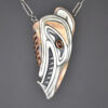 Wolf Spirit Silver & Bronze Necklace with Garnet Eye & Copper Rings ...